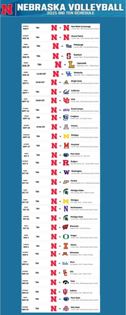 Nebraska volleyball schedule 2025 - Huskers Volleyball Hub
